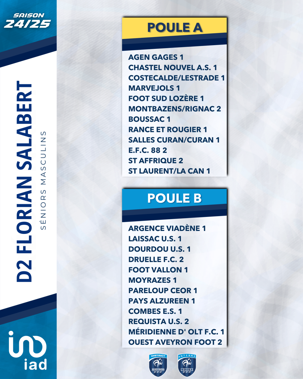 Calendrier et Poules Seniors D1 à D4 – SITE OFFICIEL DU DISTRICT AVEYRON FOOTBALL