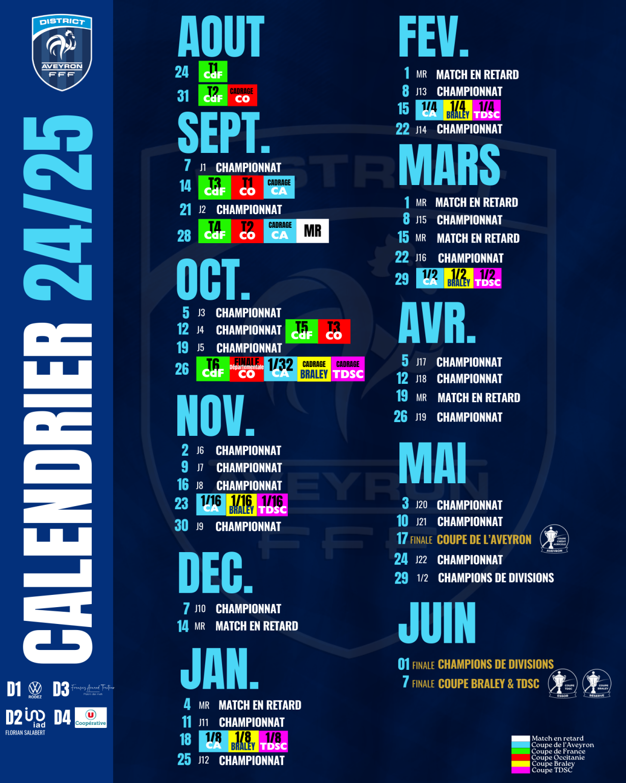 Calendrier et Poules Seniors D1 à D4 – SITE OFFICIEL DU DISTRICT AVEYRON FOOTBALL